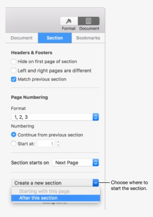 The Section Tab With Controls For Headers, Footers, - Modele De Section ...