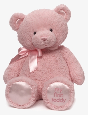 My 1st Teddy Pink Front - Gund Large My First Teddy - Pink PNG Image ...
