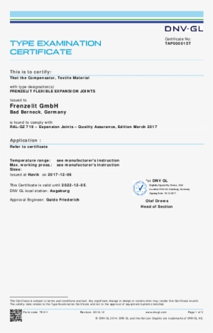 Certificate Dnv Germanischer Lloyd Frenzelit Expansion - Cg2 ...