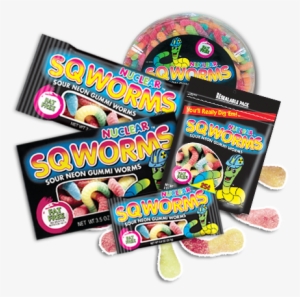 Sour Neon Gummi Worms - Nuclear Sqworms PNG Image | Transparent PNG ...
