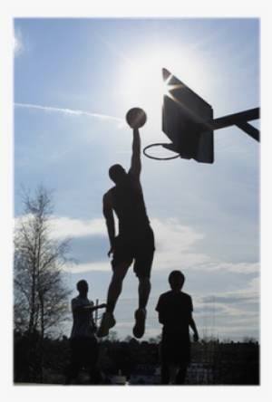 Basketball Silhouette Player Dunking In A Game Poster - Streetball PNG ...