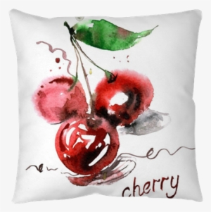 Watercolor Hand Painted Cherry Berries On White Background - Food PNG ...