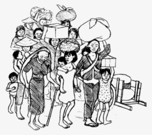 A Large Group Of Women And Children Walking While Carrying - Refugees ...