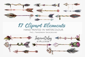 Boho Arrows Hand Drawn Set By Jessicaoxleyai - Transparent Background ...