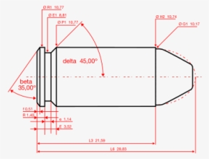 400px-40 S&w Scale Drawing - 40 Caliber Bullet Dimensions PNG Image ...