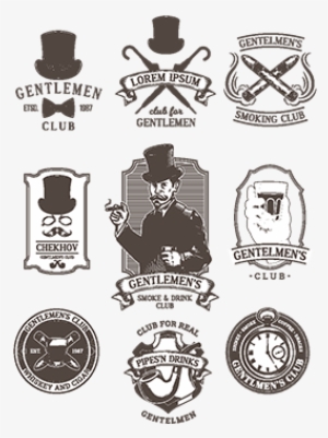 Set Of Vintage Gentleman Emblems, Labels - Emblem PNG Image ...