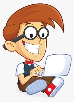 3cs Computer Repair Geek With His Laptop - People Reading Cartoon PNG ...