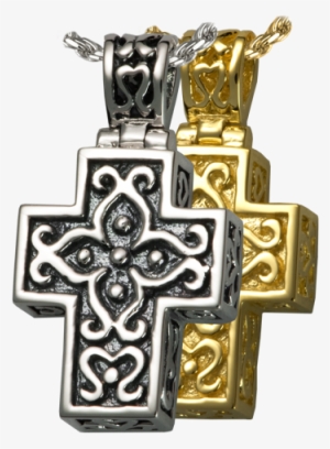 Filigree Cross Jewelry Shown In Silver And Gold Metal - 14k White Gold ...