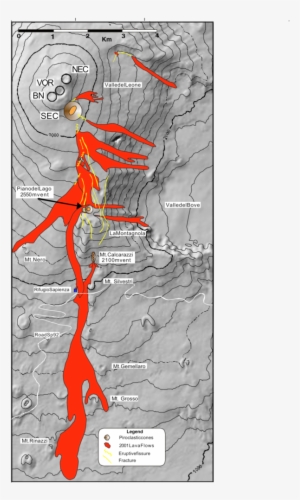 Map Of The Lava Flow Field And Field Of Fractures Formed - Illustration ...