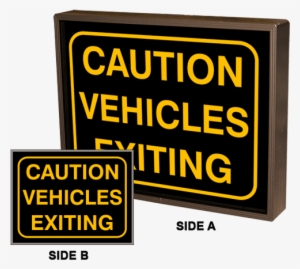 Caution Vehicles Exiting W/border - Caution Vehicle Exiting Sign PNG ...