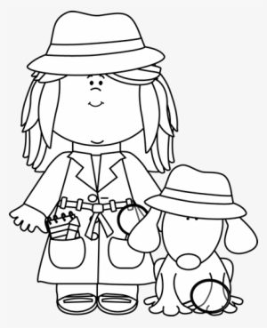 Detective Cartoon Black And White