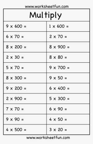 Multiplying By Tens Worksheet PNG Image | Transparent PNG Free Download ...