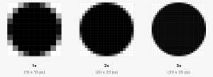 Diagram Of Three Circles, Each Rendered At A Different - Pixel Size ...