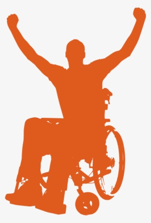 Wheechair Handsup Orange - Wheelchair Silhouette People PNG Image ...
