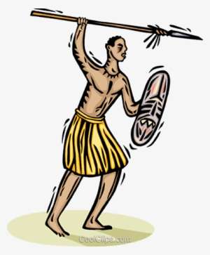 African Tribesman With A Spear - Cartoon Man With Spear PNG Image ...