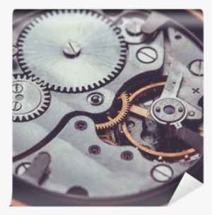 Close-up Of Old Clock Watch Mechanism Wall Mural • - Clock PNG Image ...