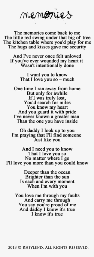 Lyrics-memories - Poem To Keep Strong PNG Image | Transparent PNG Free ...