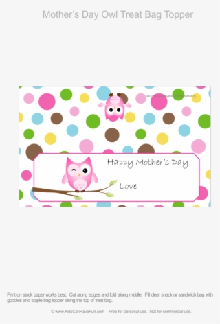 Mother's Day Owl Treat Bag Topper - Mothers Day Owls Png PNG Image ...