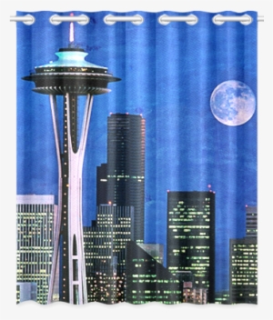 Seattle Space Needle Watercolor New Window Curtain - Blue Seattle Blue ...