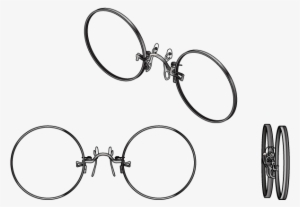 Three Views Of Pince Nez Frames - Pince Nez Modern PNG Image ...