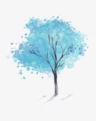 Ftestickers Watercolor Tree Blue - Hand Paint Tree Png PNG Image ...
