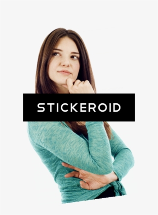 Thinking Girl Woman Sticker - Woman Thinking Png PNG Image ...