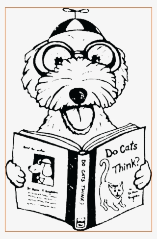 Best Clipart Of A Dog Reading Book About Cats For Cartoon - Dog Reading ...