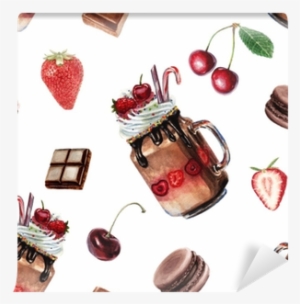 Watercolor Chocolate Shake Pattern Wall Mural • Pixers® - Watercolor ...