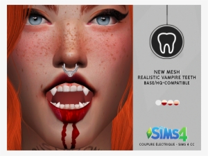 Realistic Vampire Teeth - Sims 4 Realistic Teeth PNG Image ...