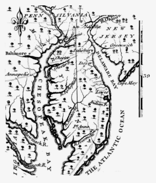 Map Of The Delmarva Peninsula, Featuring Mason And - Jeremiah Dixon PNG ...