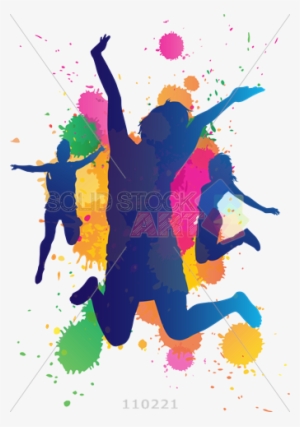 Stock Illustration Of Jumping Girls With Bright Paint - Stock ...