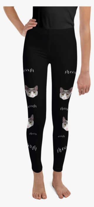 Youth Custom Cat Meow Face Leggings PNG Image | Transparent PNG Free ...