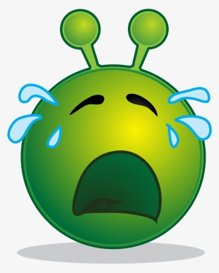 Smiling Green Aliens Crying And Scraping - Crying Alien Emoji PNG Image ...