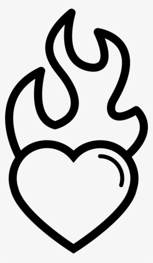 Heart Burning On Flames Comments - Outline Fire PNG Image | Transparent ...
