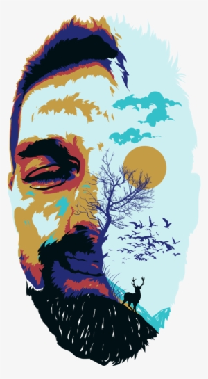 Man In Nature Framed Poster - Drawing PNG Image | Transparent PNG Free ...