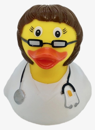 Female Doctor Rubber Duck With Glasses, Stethoscope, PNG Image ...