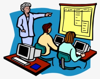 Technology Teacher Cliparts - Students Using Computers Cartoon PNG ...