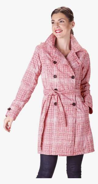 Trench Coat Romy Red/white - Overcoat PNG Image | Transparent PNG Free ...