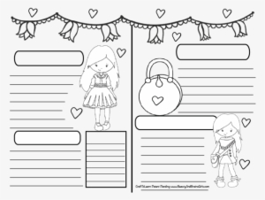 Cute Fashion Girl Art Journal Diy Printable Instant - Drawing PNG Image ...