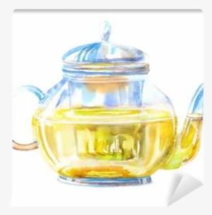 Glass Teapot Of A Green Tea - Drawing PNG Image | Transparent PNG Free ...