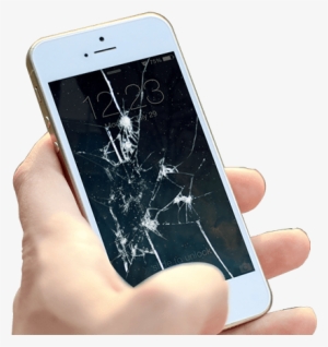 Holding An Iphone With A Broken Screen - Broken Iphone In Hand PNG ...