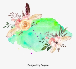 Hand-painted Flower Splash And Ink Frame, Flower, Wreath, - Flower PNG ...