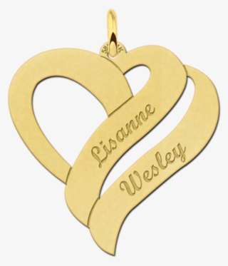 Gold Pendant Heart Shaped For Two Names - Pendant PNG Image ...