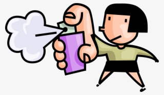 Vector Illustration Of Girl Sprays Aerosol Mace Pepper - Pepper Spray ...