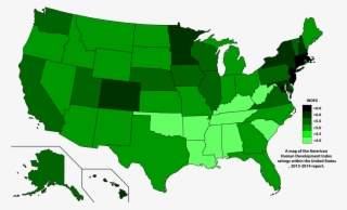 A Map Of The American Human Development Index Rating - Red And Blue ...