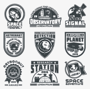 Set Of Vector Badges Space - Vintage Space Race Vectors PNG Image ...