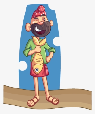 Punjabi Sardar With Fish - Illustration PNG Image | Transparent PNG ...