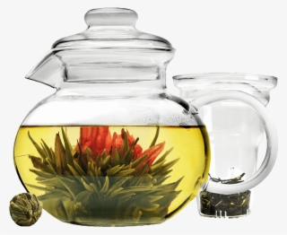 Blossom Teapot, Infuser And Tea Flowers - Green Tea Flower PNG Image ...
