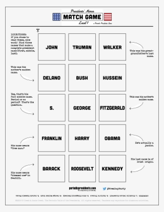 Presidents' Names Match Game - Number PNG Image | Transparent PNG Free ...