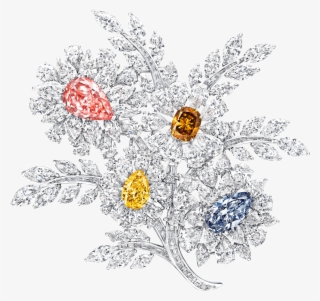A Rare Coloured Diamond Brooch By Graff - Sketch PNG Image ...